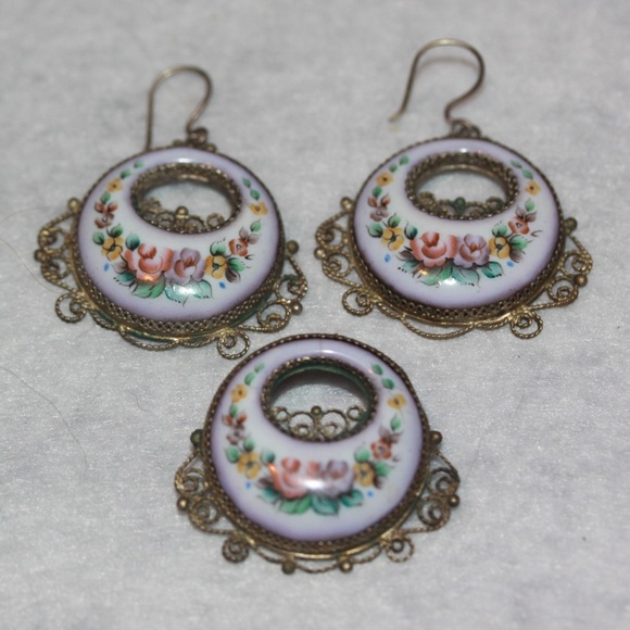 Jewelry | Vintage Porcelain Enamel Wire Wrap Set | Poshmark